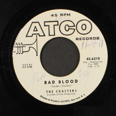 COASTERS: bad blood / just like me ATCO 7" Single 45 RPM | eBay
