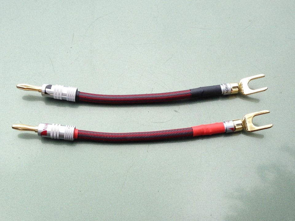 Pair Mogami Audiophile Bi Wire Speaker Jumper Cable Spade to Banana | eBay