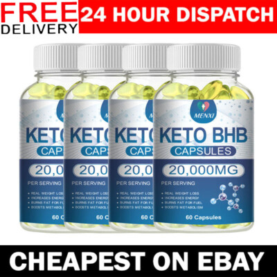 1-4 KETO BHB 20000mg Diet Pills Ketone FAT BURNER Weight Loss Diet ...