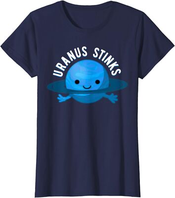 Funny Uranus Stinks Pun Cute Ice Giant Space Planet Ladies' Crewneck T ...