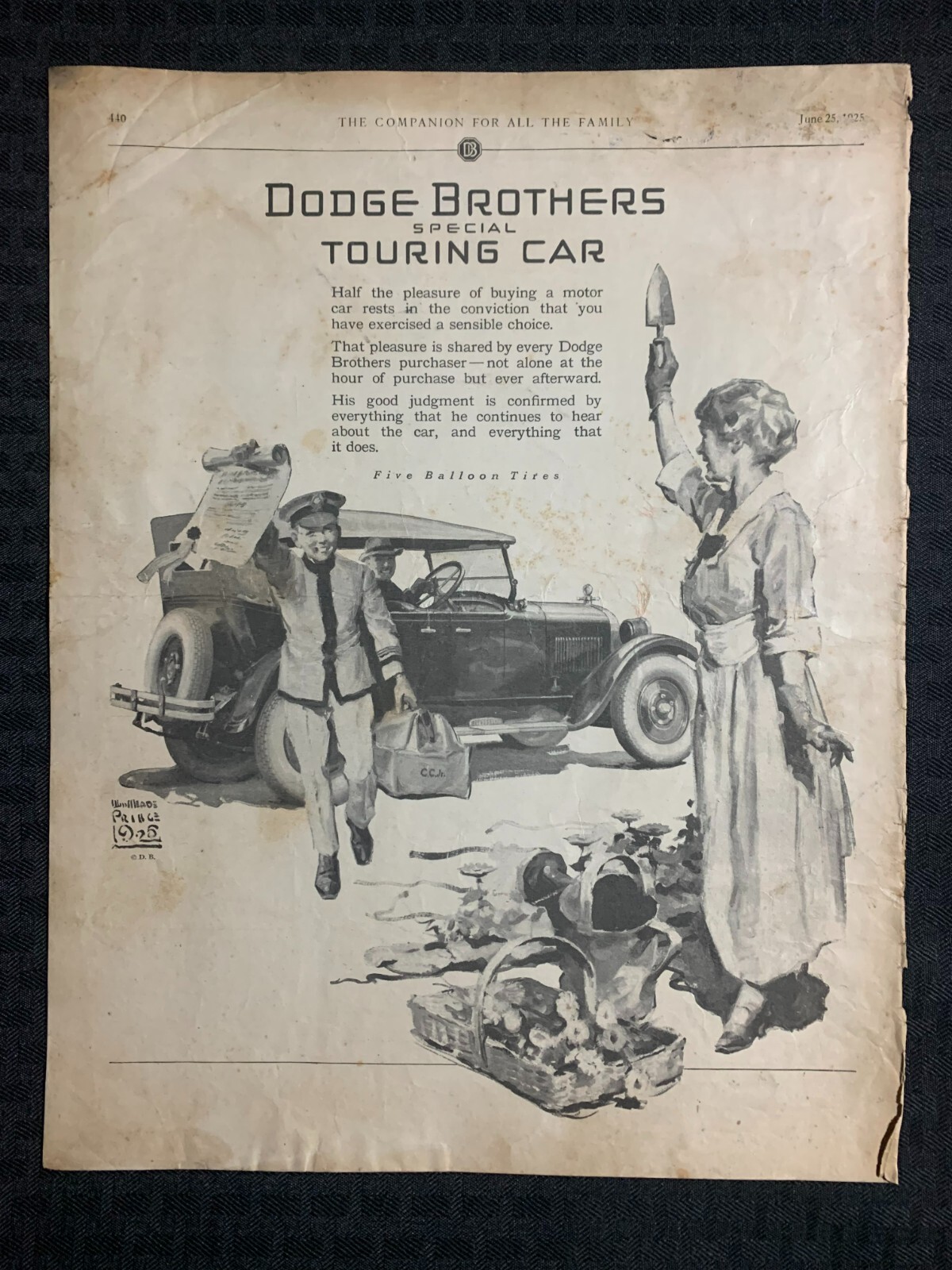 1925 DODGE BROTHERS 10.5x14" Print Ad VG 4.0 Special Touring Car | eBay
