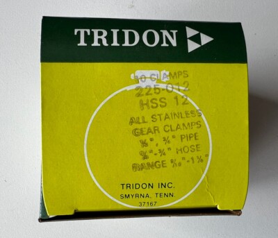 TRIDON 225-012 SS HOSE CLAMPS HSS 12. ALL STAINLESS RANGE 9/16” - 1.25 ...