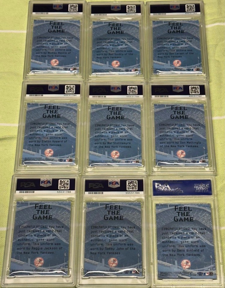 NY YANKEES CLIPPINGS GAME JERSEY SET 15 CARDS ALL PSA GRADED GREATS OF ...