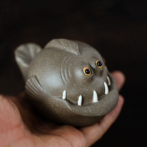 Yixing Purple Clay Puffer Fish Teapet Tea Animals shark Buck teeth Fish ...