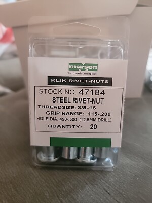 Marson Klik Rivet-Nuts Stock No. 47184 | eBay