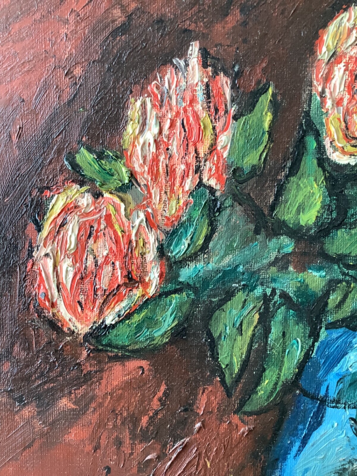 CHAIM SOUTINE SIGNED RUSSIAN OIL ON CANVAS 1920 STILL LIFE - ROSES IN ...
