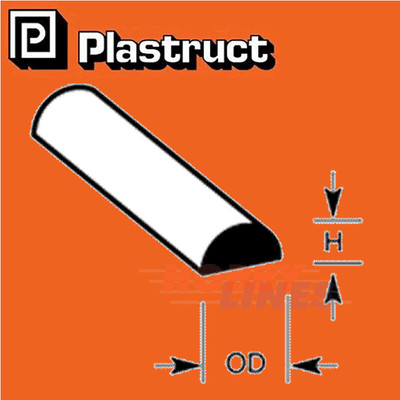 SOLID HALF ROUND ROD range styrene plastic polystyrene MRH 0.75-6.4mm ...