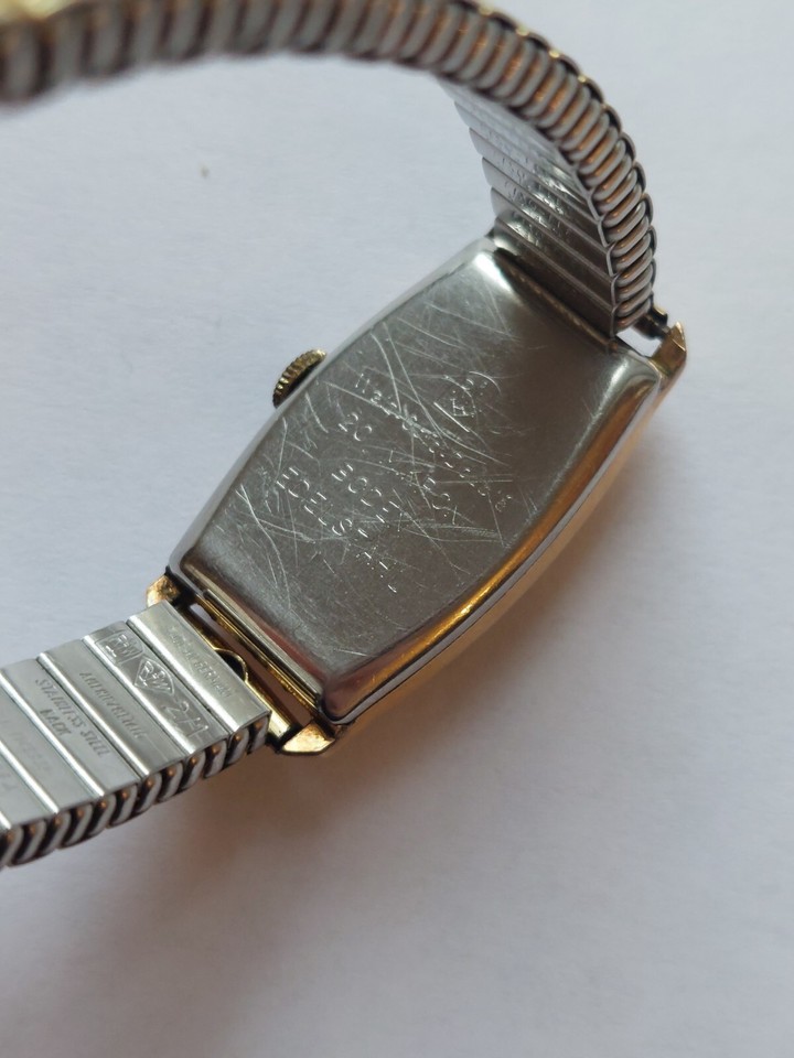 Vintage men's rectangular tank Voigt Consul hand-winding watch two tone ...
