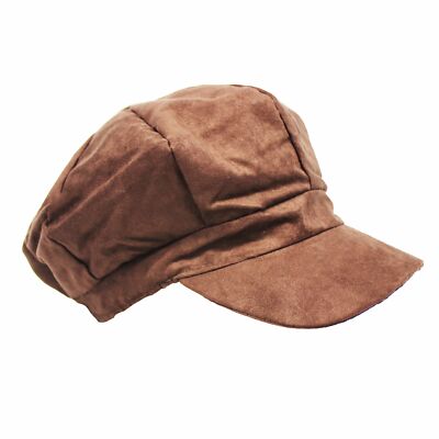 Dark Brown Suede 8 Panel Poor Boy Cap Colonial Victorian Era Dress Up ...