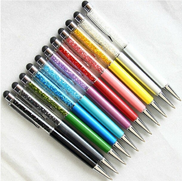 10x Crystal Ball Point Pens 2in1 Stylus Pen Blue Ink Biro Ballpoint ...