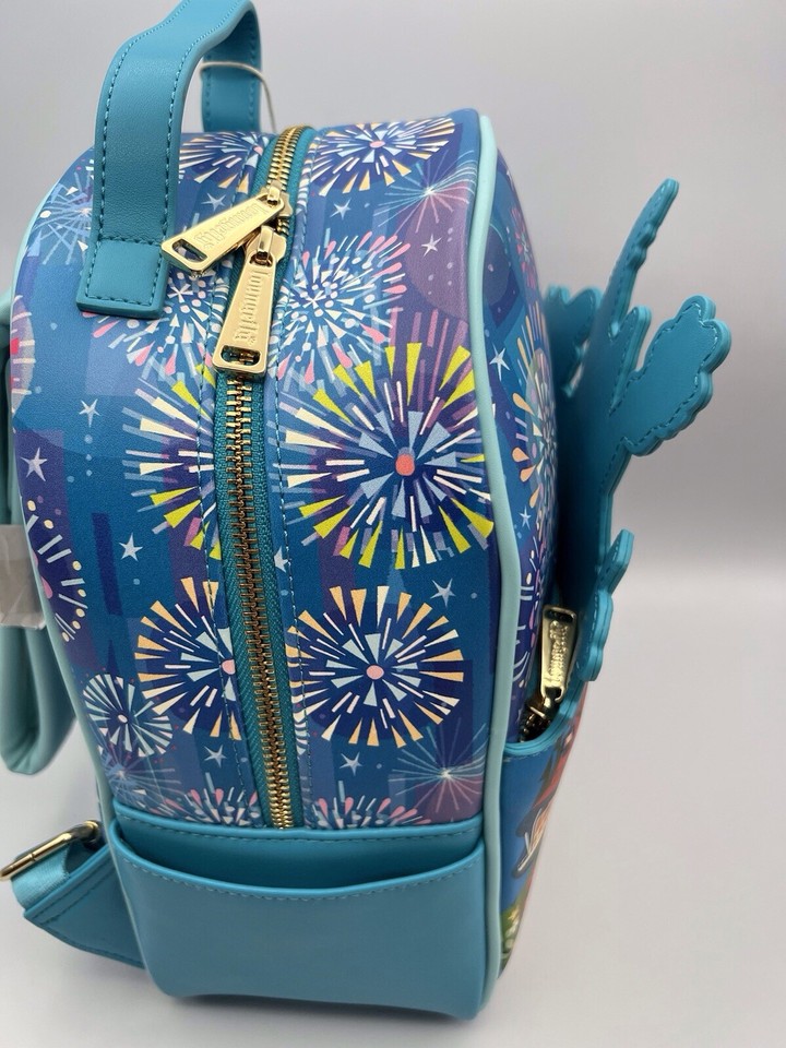 *New Disney Parks Loungefly Backpack Joey Chou Blue Castle Mickey Mouse ...