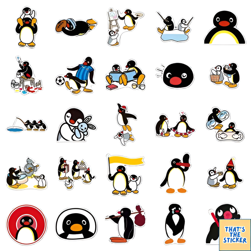 Pingu Penguin Stickers 10 Mystery Pack (Self Adhesive) Funny Cartoon ...