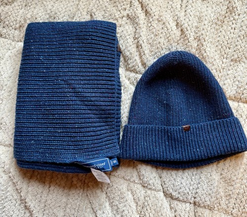 Vineyard Vines Rib Knit Beanie and Matching Scar Navy Blue Size OS | eBay