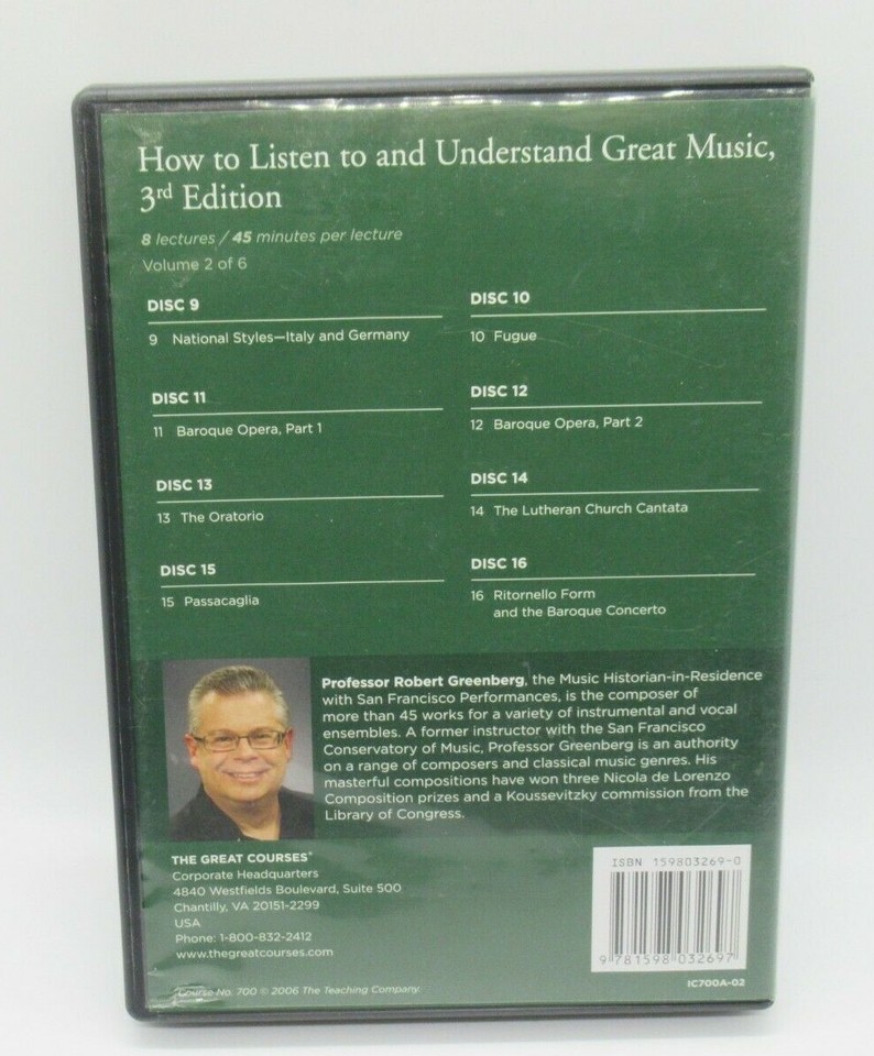 HOW TO LISTEN & UNDERSTAND GREAT MUSIC 3RD ED. - VOL.2 OF 6, 8-DISC ...