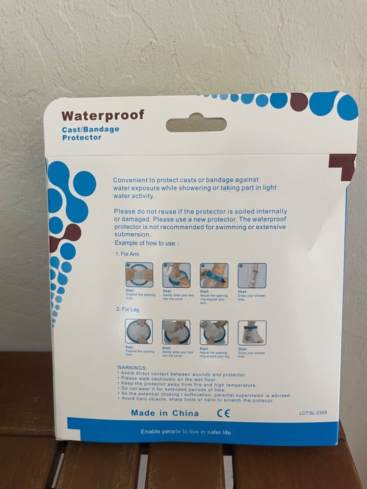 Waterproof Cast Bandage Bath Shower Seal Protector SL-2100 Adult Short ...