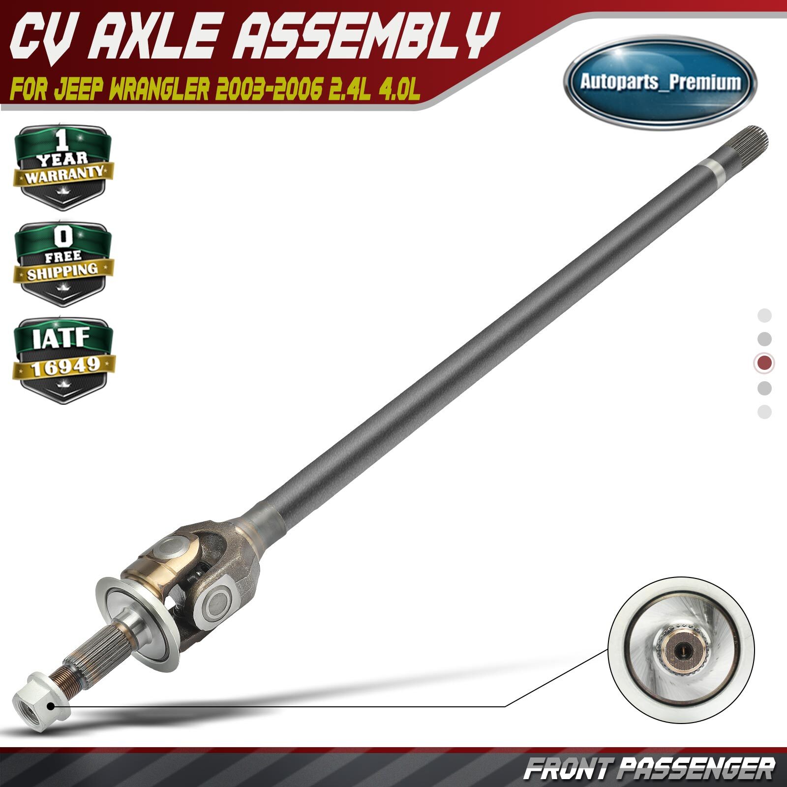 Front Right Side CV Axle Assembly for Jeep Wrangler 2003-2006 L4 2.4L ...