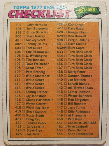 1977 TOPPS BASEBALL #451 CHECKLIST 397-528 | eBay