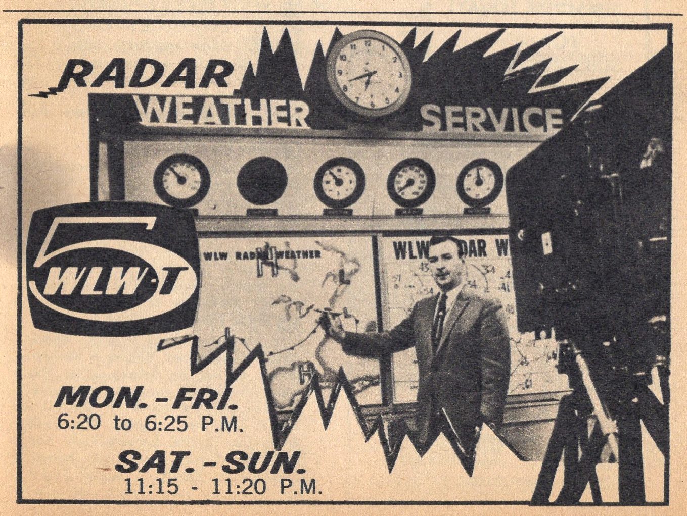 1964 WLWT TV NEWS AD / TONY SANDS / RADAR WEATHER SERVICE / CINCINNATI ...