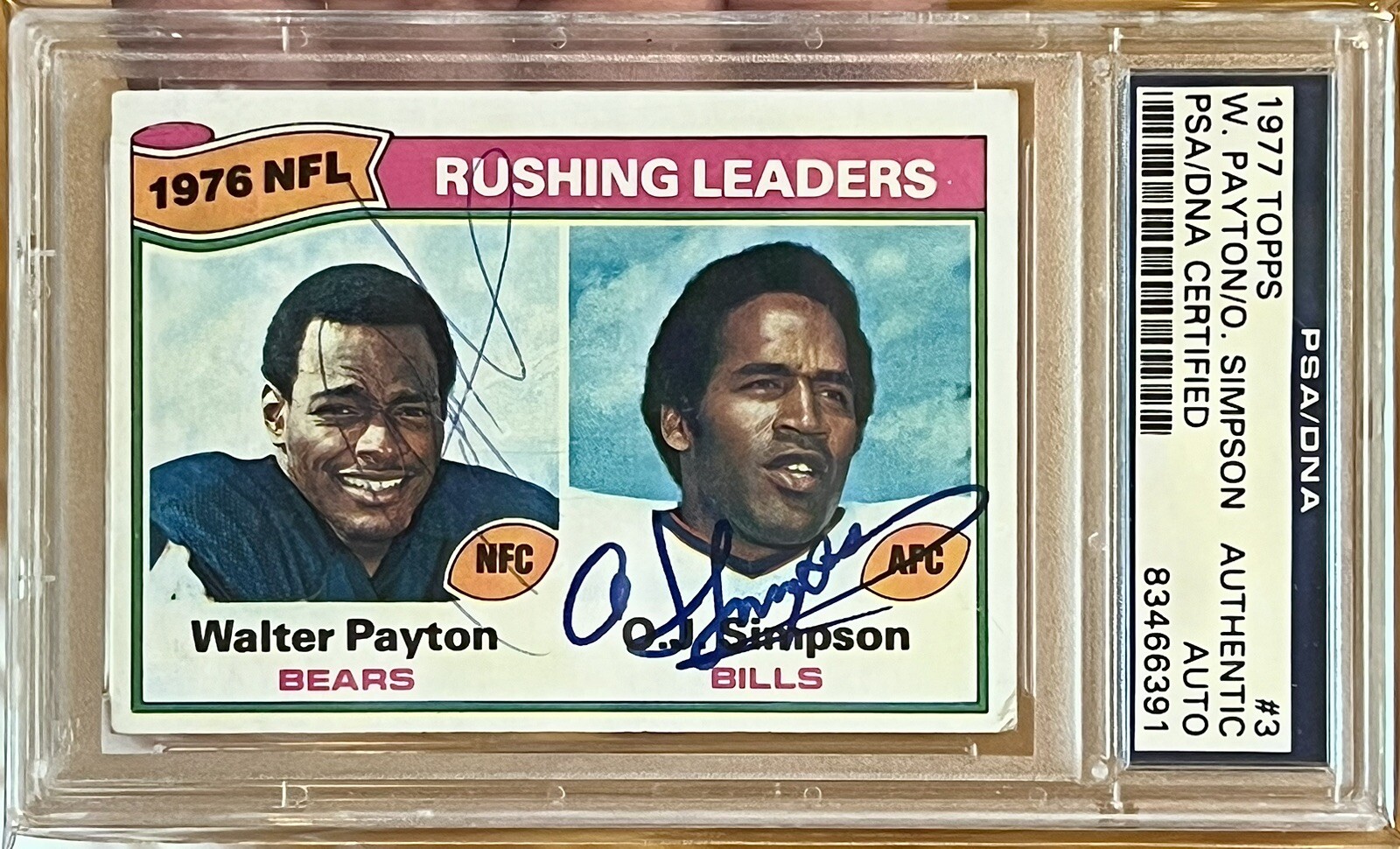 WALTER PAYTON & OJ SIMPSON 1977 Topps #3 Rushing Leaders PSA DNA Auto ...