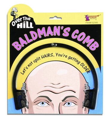 1 BALD MANS COMB Over The Hill Old Age Balding Hair Joke Prank Gag Gift ...