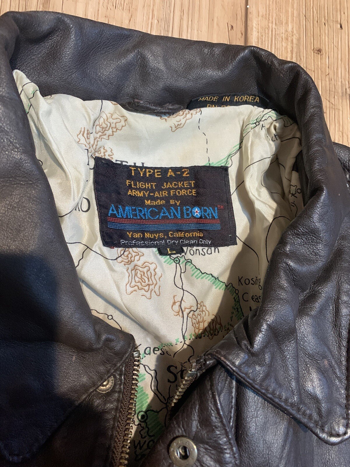 Type A-2 Flyer's Leather Jacket brown bomber US Army Air Force L Reg ...