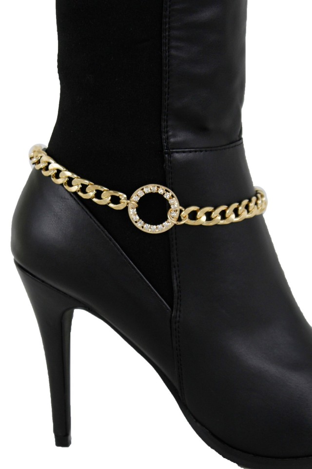 Classy Women Gold Metal Chain Boot Bracelet Anklet Shoe Bling Ring ...