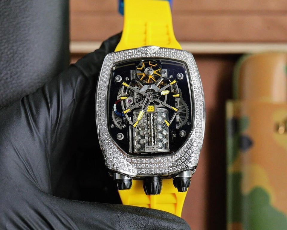Jacob & co. Diamond encrusted Bugatti tourbillon watch, average size ...