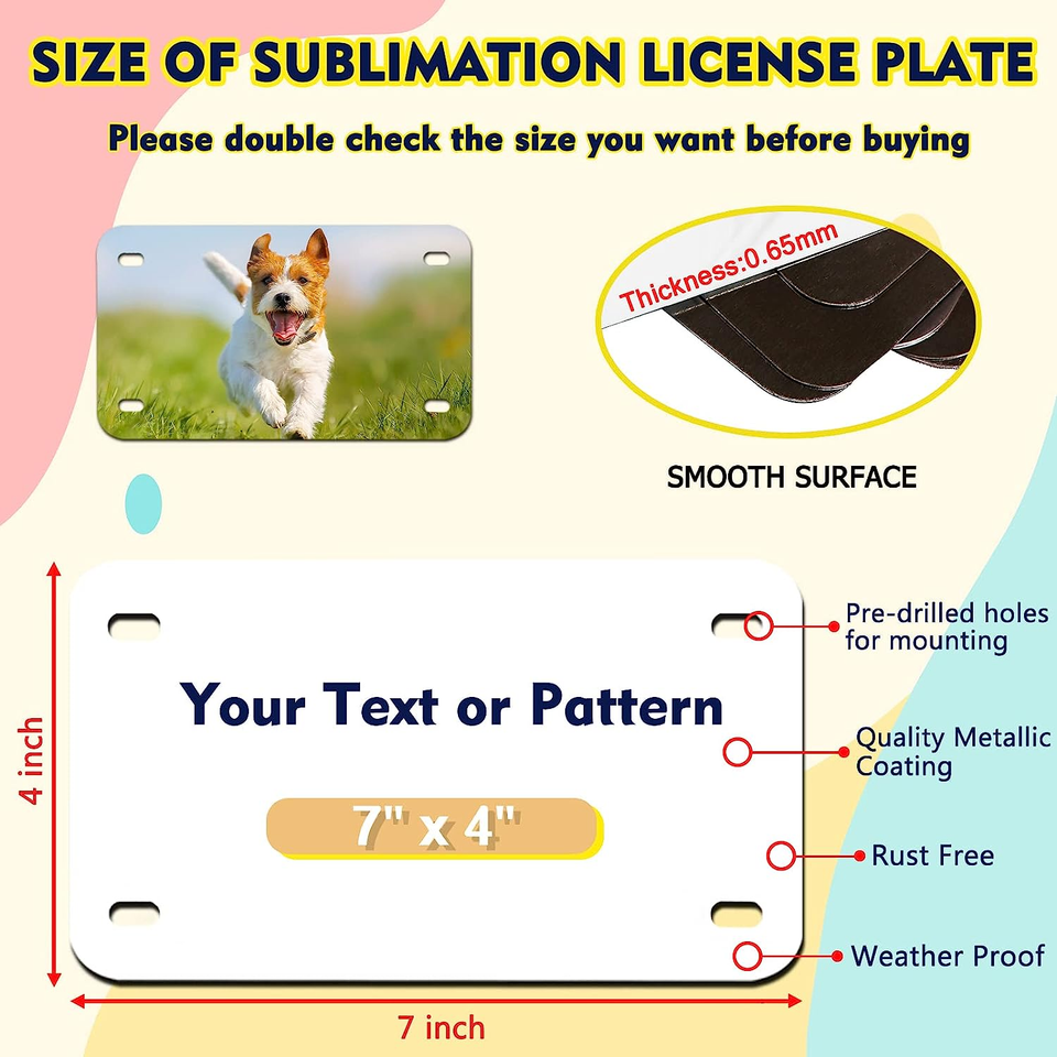7"X4"10 Pack Sublimation License Plate Blanks, White Mini Heat Thermal ...