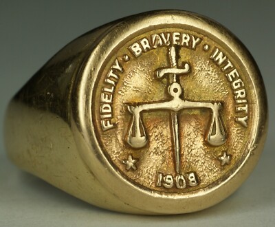 Vintage FBI 14K & 10K Gold Signet Service Recognition Ring US ...