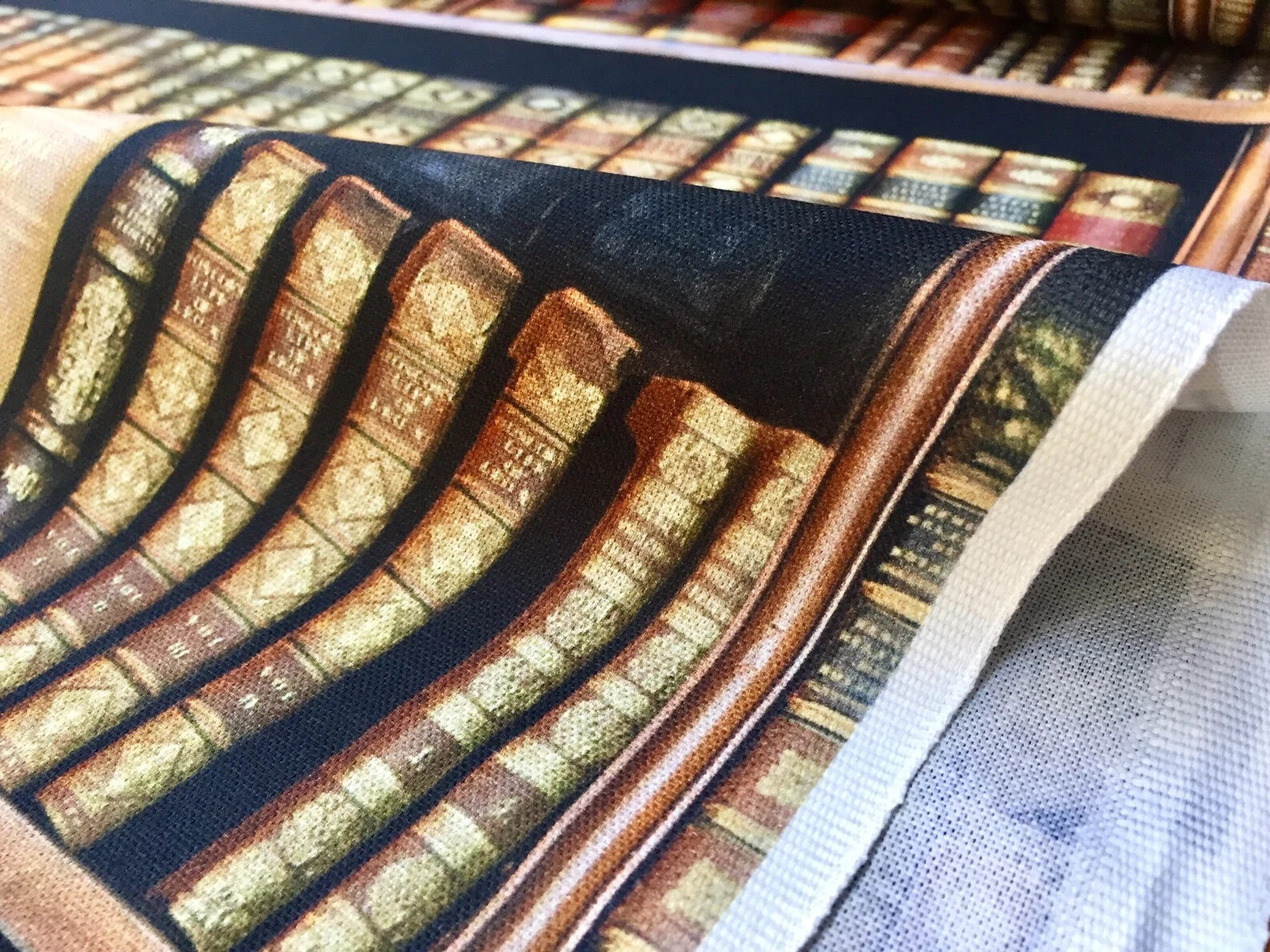 BOOKSHELF BOOK Fabric Curtain Upholstery Cotton Material digital books ...