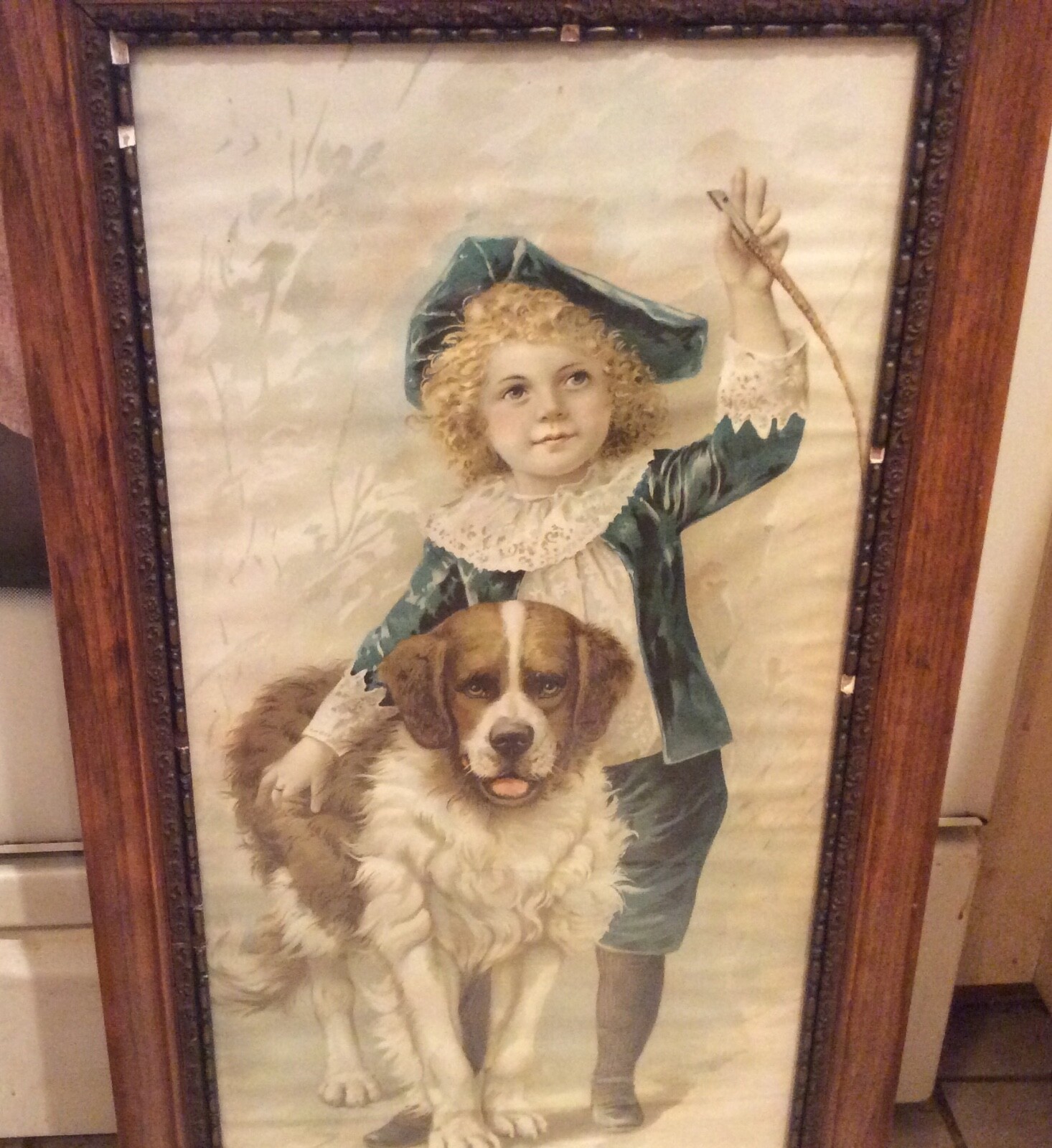 1893 Donaldson Bros. (Brothers) Victorian Print COMRADES w/ St. Bernard ...