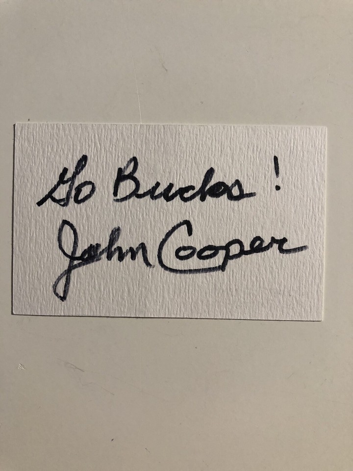 JOHN COOPER autograph OHIO STATE BUCKEYES Hall Of Fame OSU business ...