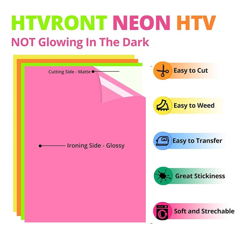HTV Heat Transfer Vinyl - 12 Pack HTV Vinyl, 11 Different Colors Iron ...