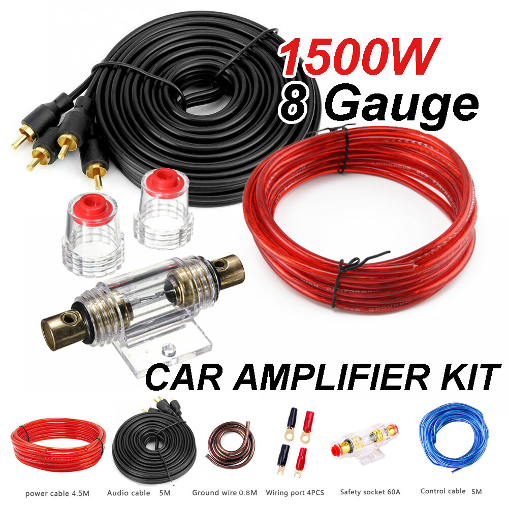 1500W 8 GAUGE Car AMP RCA Audio Amplifier Cable Subwoofer Sub Wiring ...