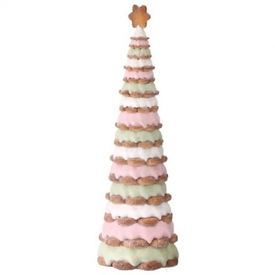 New Christmas Pink PASTEL ICING GINGERBREAD COOKIE TREE Statue Figurine ...