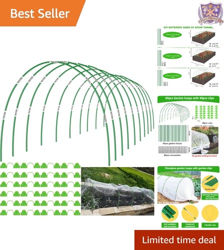 60pcs Garden Hoops Fiberglass 17" Raised Bed Support Frame for Row ...