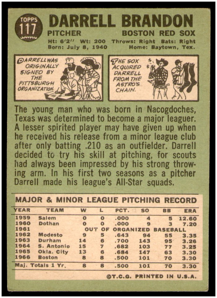 1967 Topps #117 Darrell Brandon | eBay