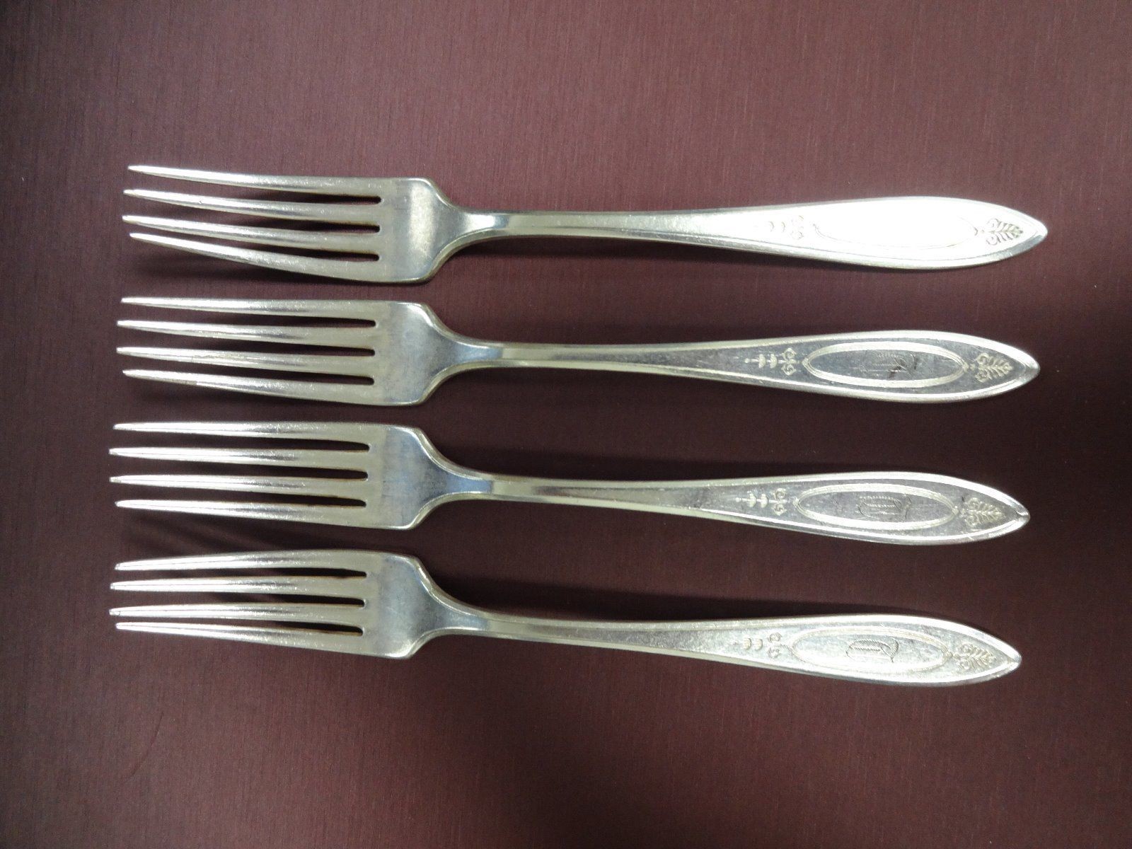 Silverplate Adam Pattern Forks 7 1/4" Monogram T Set of 4 Community ...