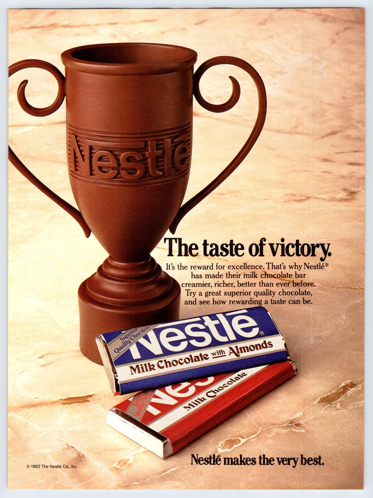 1984 NESTLE CHOCOLATE TASTE OF VICTORY Vintage 8"X11" Magazine Ad 1980 ...