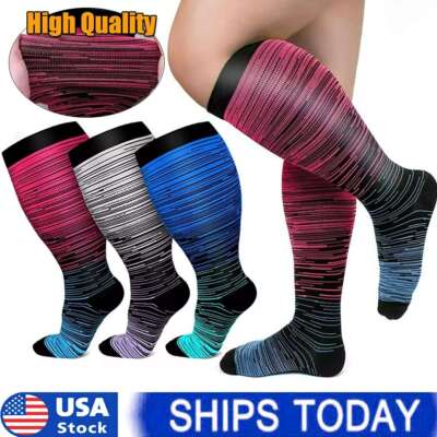 Plus Size Compression Socks 20-30 mmhg for Men and Women Wide Calf 2XL ...