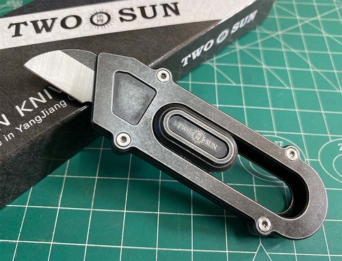 TWOSUN UTILITY KNIFE FULL TITANIUM HANDLE YJ01-V1 PLAIN EDGE TS488-YJ01 ...