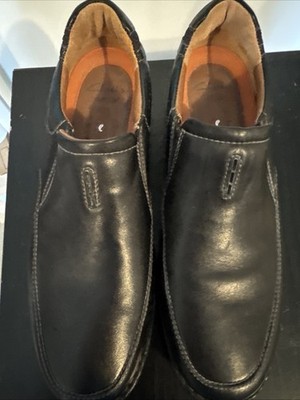 Clarks Unstructured Loafers Mens 10.5 Black Leather 1825 Slip OnDress ...