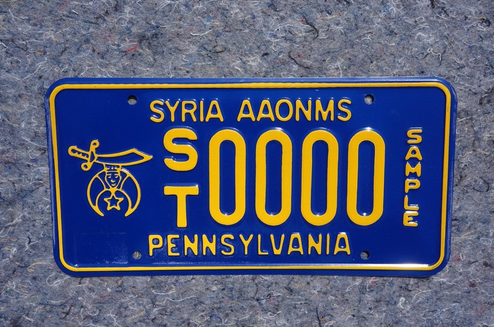 Pennsylvania Sample License Plate - SYRIA AAONMS | eBay