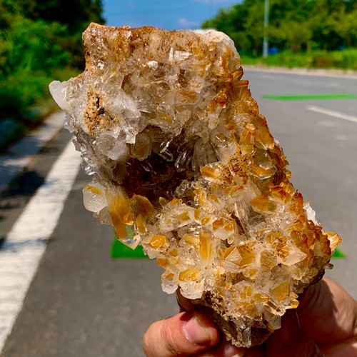 398g Natural Himalayan Mango Crystal Cluster Quartz Crystal Cluster ...