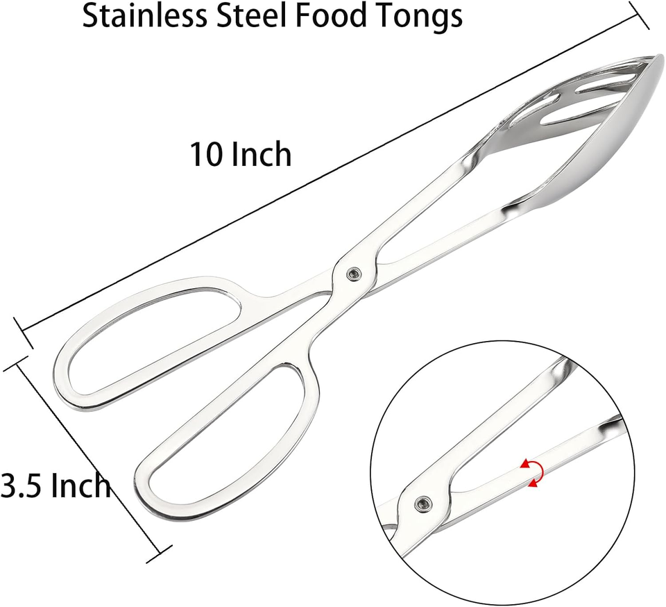 2 Pack Buffet Tongs Salad Tong, 10 Inch Stainless Steel Food Serving ...