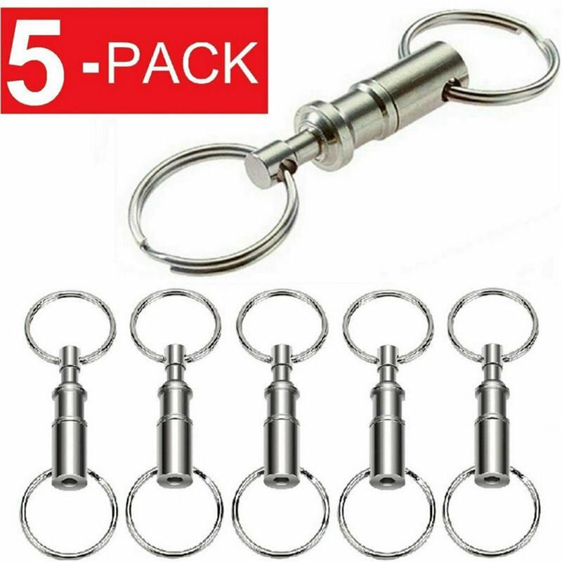 5 Pack Detachable Stainless steel Pull Apart Quick Release Key Rings ...