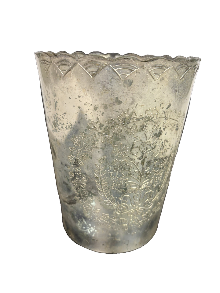 7" Tall Silver Mercury Glass Vase With 5 1/2" Diameter Opening | eBay