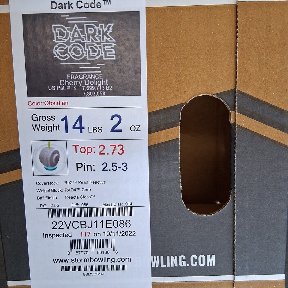 Storm Dark Code bowling ball 14 LB. 1ST QUAL new ball in the box #086 | eBay