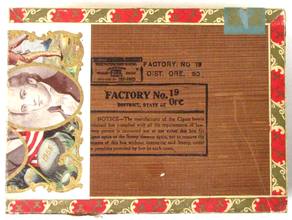 1905 LEWIS & CLACK Portland Oregon wooden cigar box 5¢ Panatelas | eBay