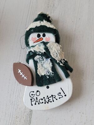Wooden go Packers snowman ornament Xmas decor | eBay